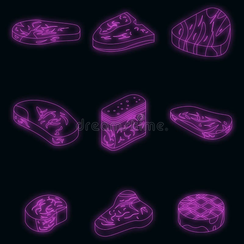 Steak Icons Set Vector Neon Stock Vector - Illustration of roast, logo ... Steak Icons Set Vector Neon Stock Vector - Illustration of roast, logo ...