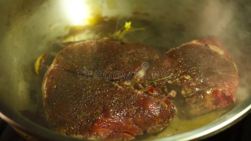 Steak Making Process in Kitchen, Home Made Steak Stock Video - Video of ...