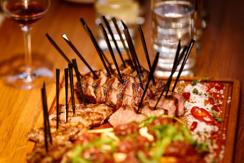 Steak Meals on the Table in a Restaurant Stock Image - Image of menu ...