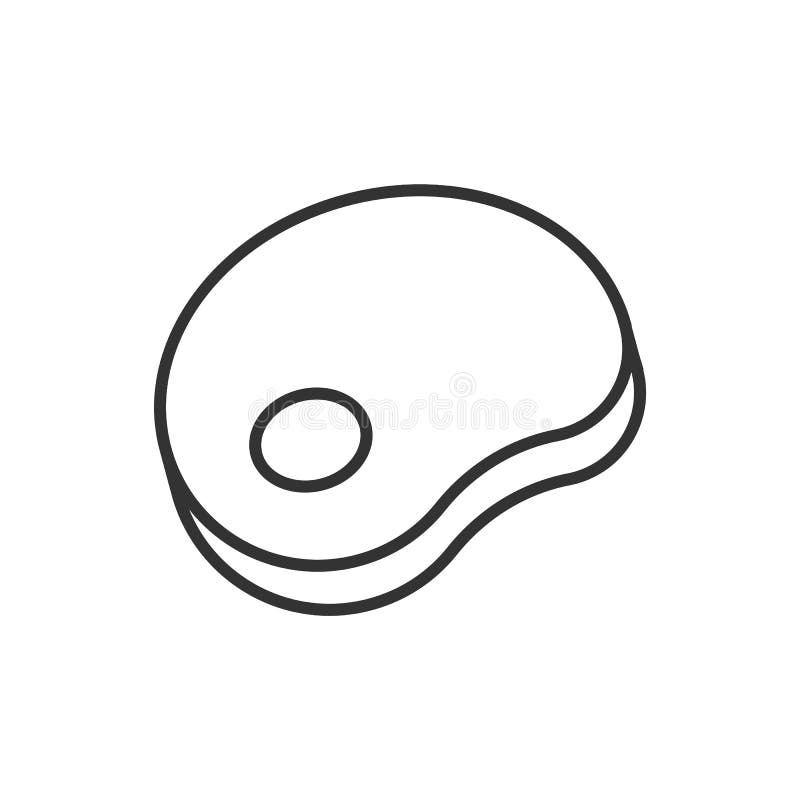 Steak Meat Outline Icon on White Background Stock Vector - Illustration ...