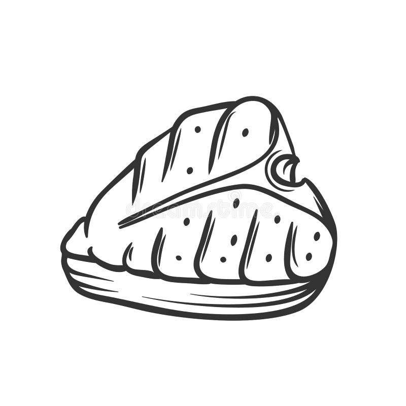 Steak meat, outline stock vector. Illustration of pork - 136696932