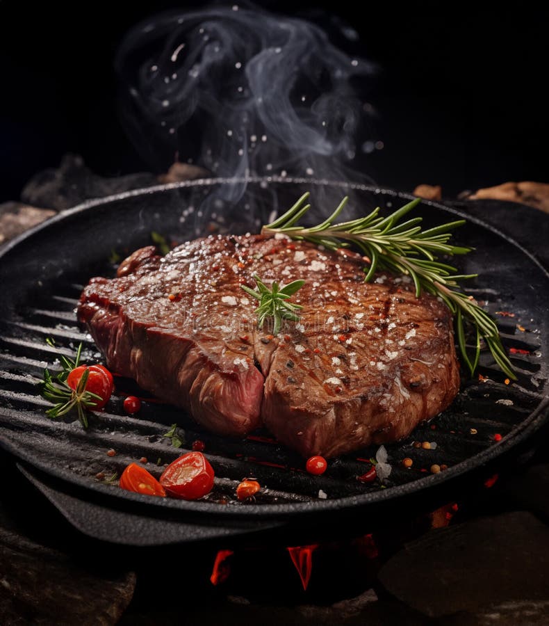 Steak on the Pan, Delicious and Delicious Stock Illustration ...
