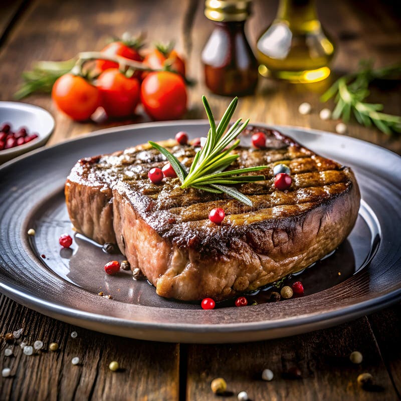 Steak on a Plate Perfectly Balanced Lighting Stock Illustration ...