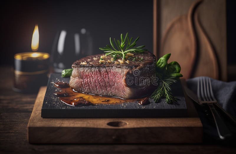 Steak. Steak on a plate stock illustration. Illustration of beef ...