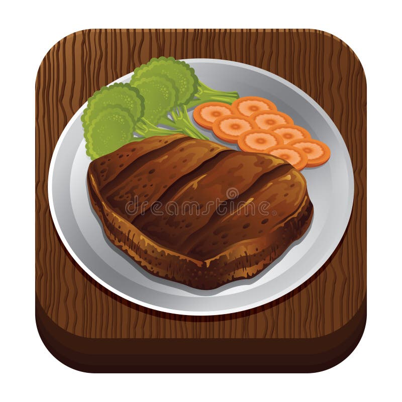 Steak on a Plate. Vector Illustration Decorative Design Stock Vector ...