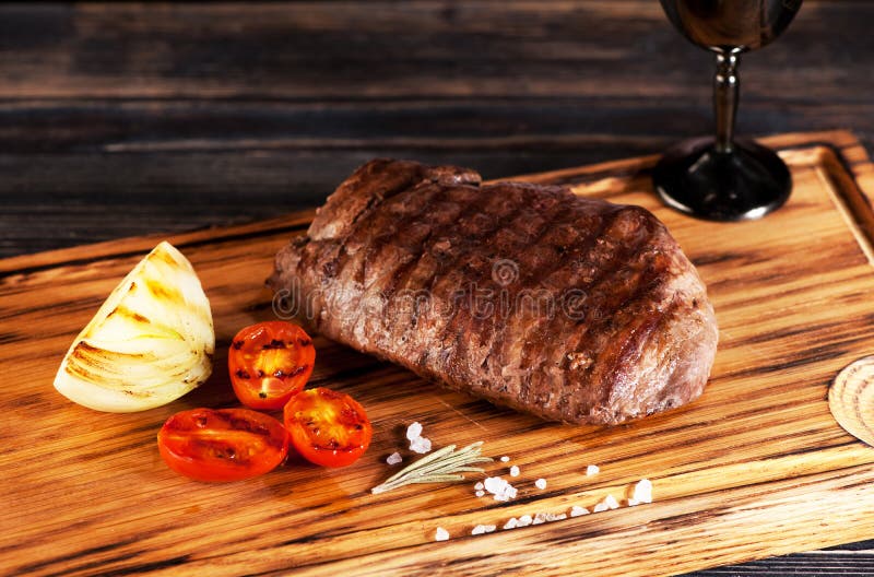 Steak Ribey stock image. Image of meat, tomato, rare - 82687143