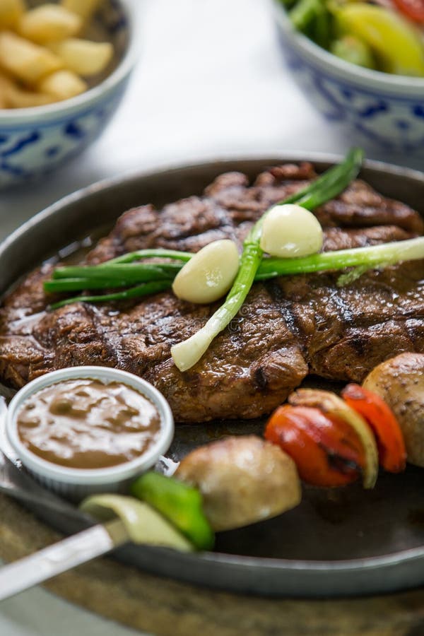 Steak Served on a Plate Menu Shoot Middle Eastern Style Stock Image ...