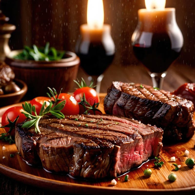 Steak Slice of Beef Grilled, Popular Meat Dish Stock Illustration ...
