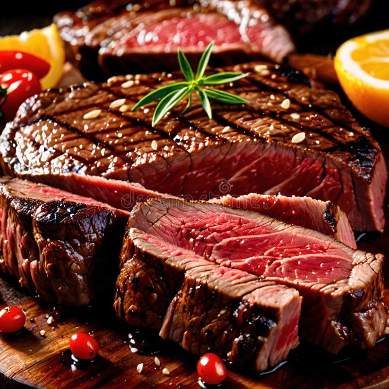 Steak Slice of Beef Grilled, Popular Meat Dish Stock Illustration ...