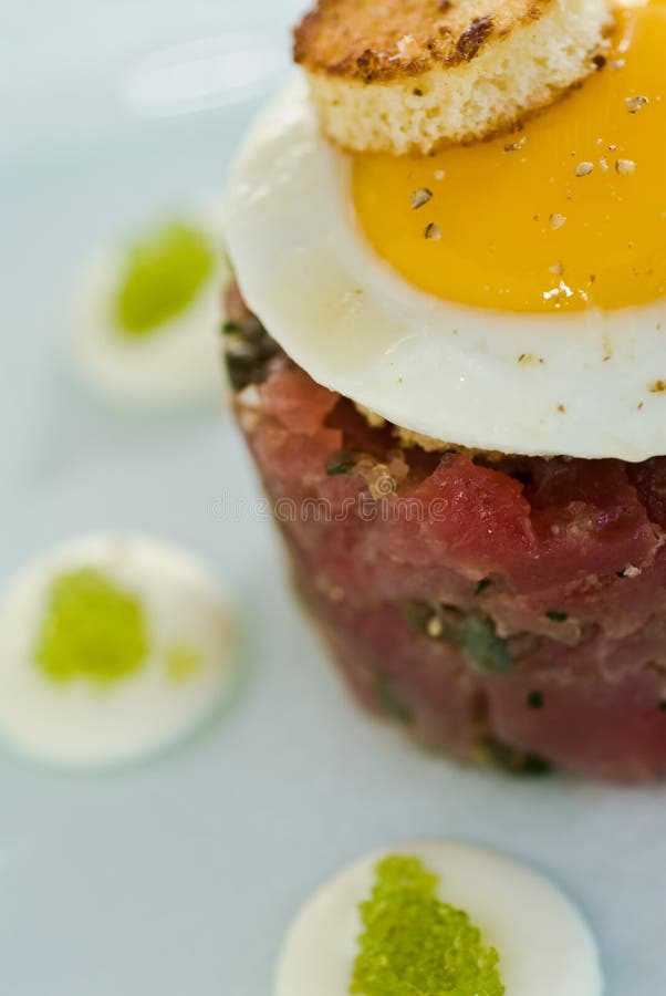 Steak tar-tare stock photo. Image of close, sauce, side - 15729552
