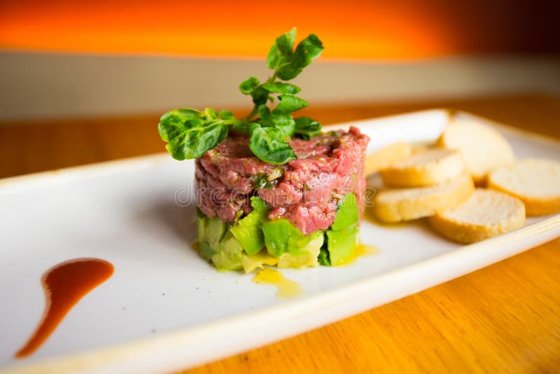 Steak Tartar with egg. stock image. Image of dinner - 264618331