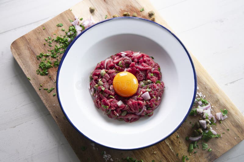 Steak Tartar with egg. stock image. Image of tartar - 264618415