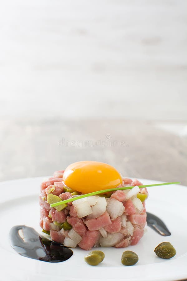 Steak tartar stock image. Image of food, tomato, slate - 63795725
