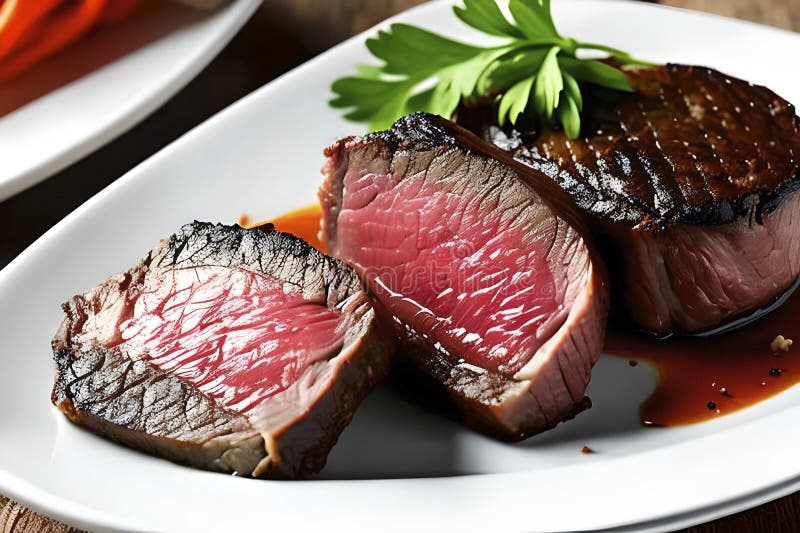 Steak is a Type of Cooked Meat Stock Illustration - Illustration of ...