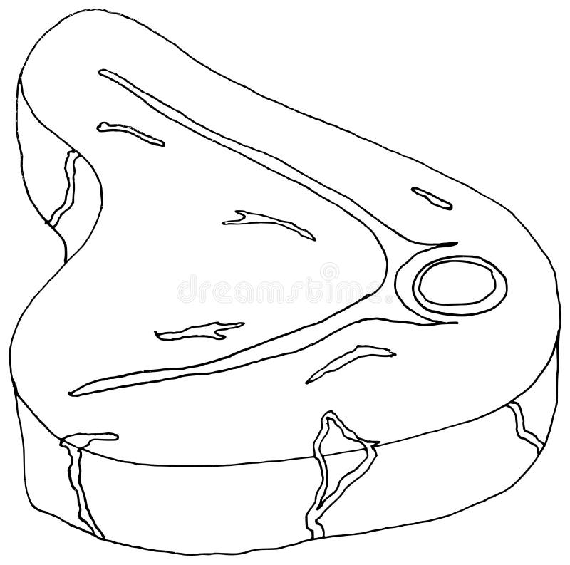 Steak Vector No Color Plain Black and White Stock Vector - Illustration ...