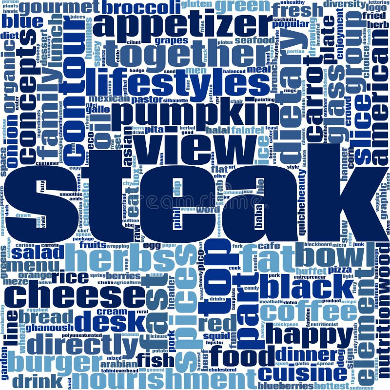 Steak word cloud stock illustration. Illustration of grilled - 111985125