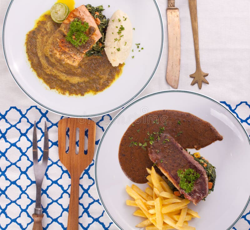 Steaks decor stock image. Image of dish, dinner, mashed - 84009753