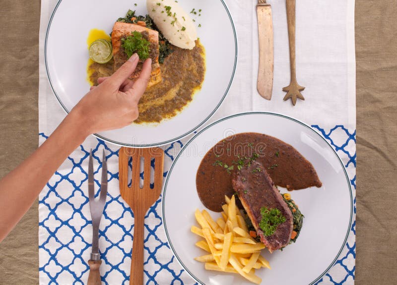 Steaks decor stock photo. Image of dining, fork, gourmet - 84020380