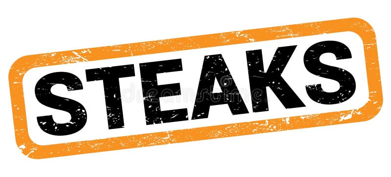 STEAKS Text Written on Orange-black Rectangle Stamp Stock Illustration ...