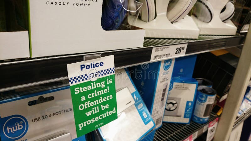 Stealing is a Crime - a Sign in a Supermarket Editorial Stock Image ...