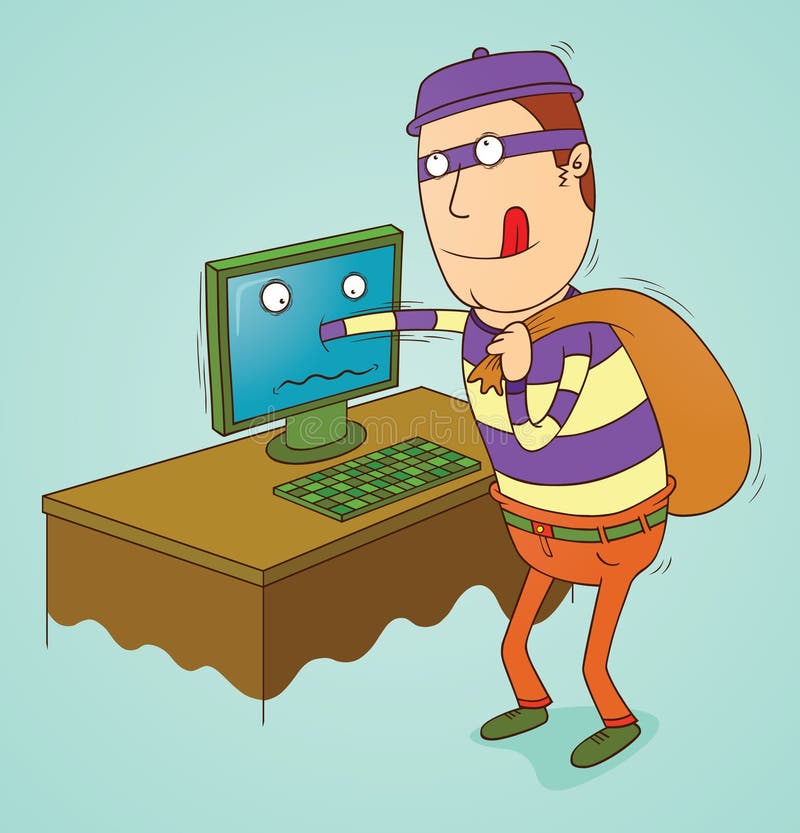 Stealing Information On Computer Stock Vector - Illustration of concept ...