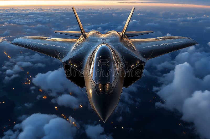 A Stealth Fighter Jet Cruising Silently Above the Clouds, Its Sleek ...