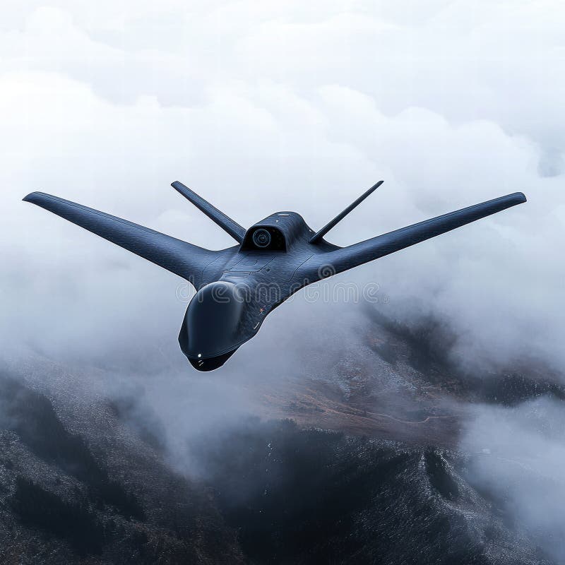 Stealth Fighter Jet Soaring through Clouds. Stock Illustration ...