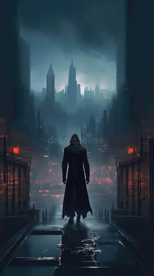 The Stealthy Assassin is Shown Out in Front of a Dimly Lit Cityscape ...