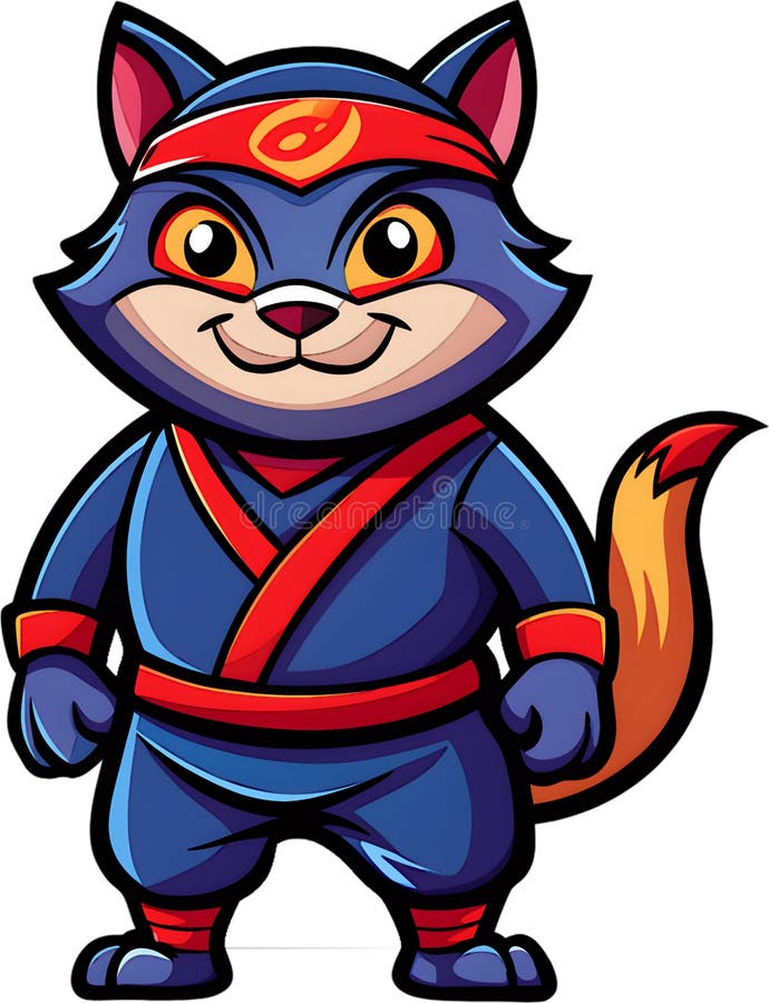 Stealthy Ninja Cat Cartoon Clipart Design. Stock Illustration ...