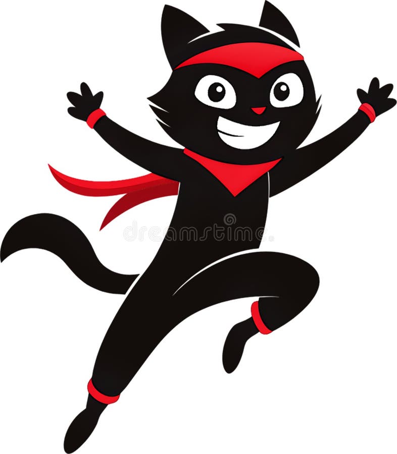 Stealthy Ninja Cat Cartoon Clipart Design. Stock Image - Illustration ...