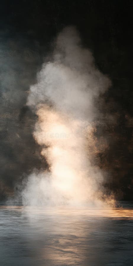 Steam Rising from a Water Surface in a Dark Environment Stock ...