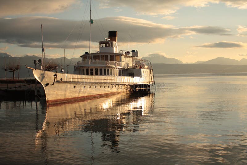 Steam Boat stock image. Image of laussane, leman, evening - 12186561