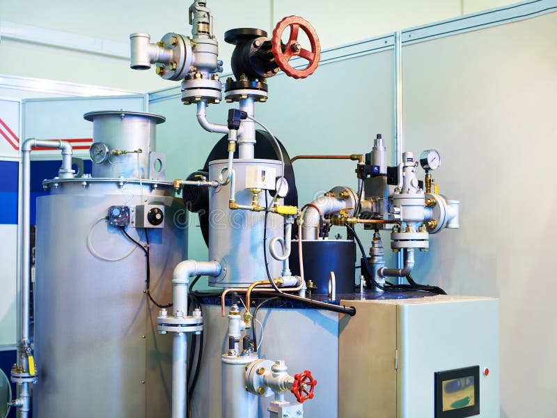 Steam boiler for factory stock image. Image of room - 202569755