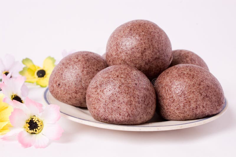 Steam Bun of Purple Rice, Chinese Staple Stock Photo - Image of food ...