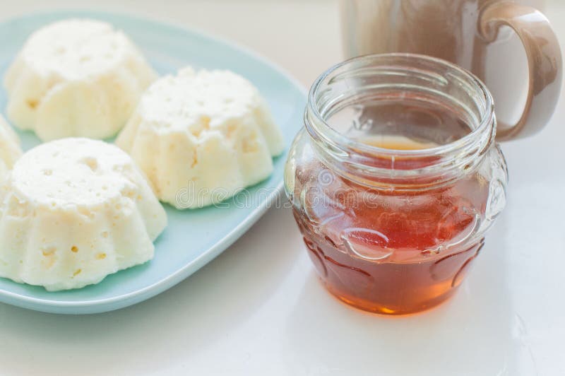 Steam Cheese Cakes with Honey Stock Photo - Image of lunch, natural ...