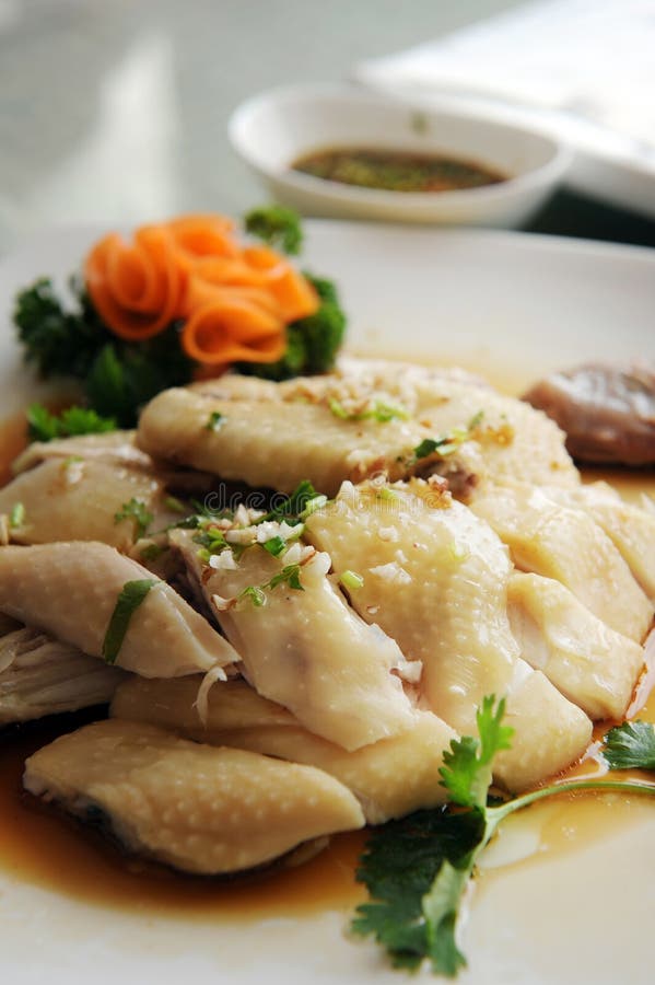 Steam Chicken with Rice (Hainan Chicken) Stock Photo - Image of dinner ...