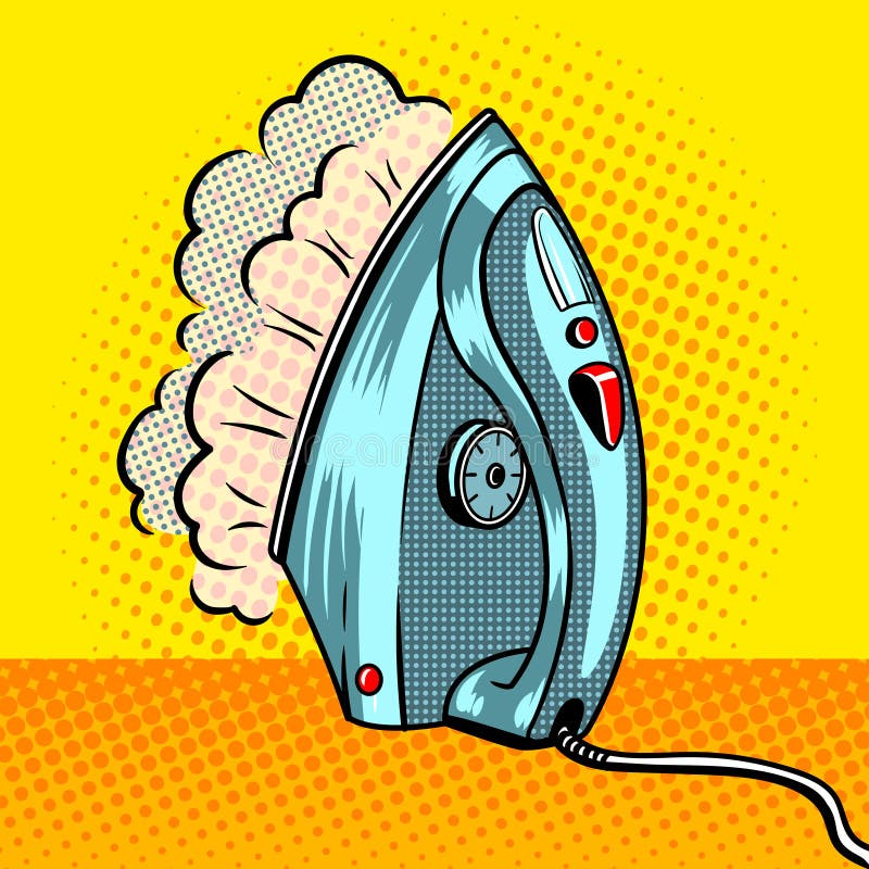 Steam Clothes Iron Pop Art Style Vector Stock Vector - Illustration of ...