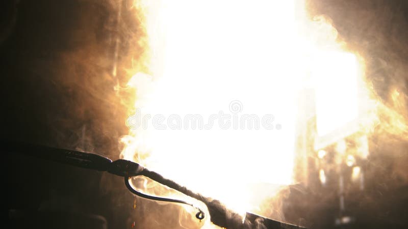 Steam Comes Off the Hot Blade after Forging Stock Video - Video of ...