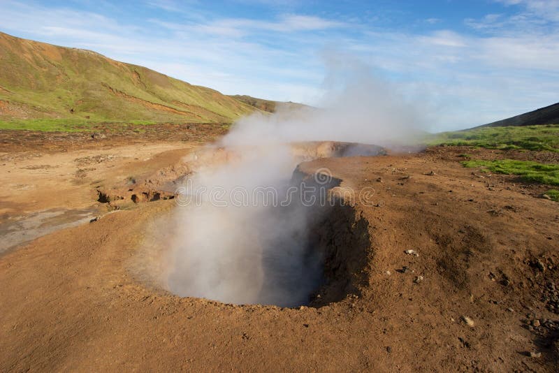 Steam coming from geysers stock image. Image of hill - 69720385