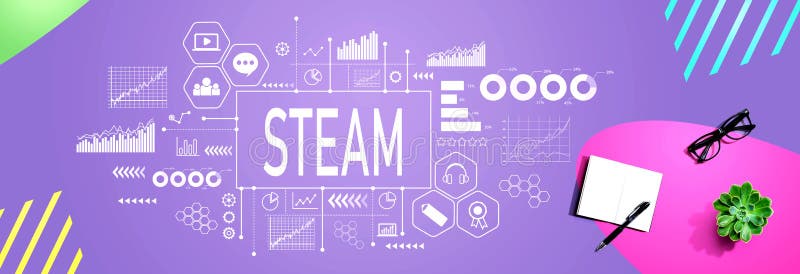 STEAM Concept STEAM with Notebook and Pen Stock Photo - Image of ...