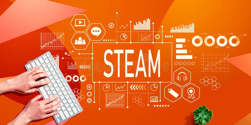 STEAM Concept STEAM with Person Using Computer Keyboard Stock Photo ...