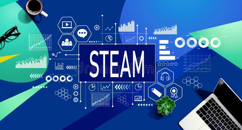 STEAM Concept STEAM with Laptop Computer Stock Illustration ...