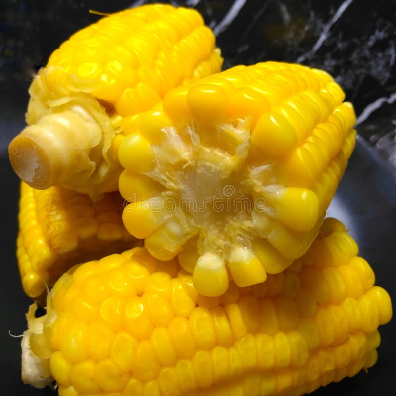Steam corn on the table stock image. Image of snack - 269178109