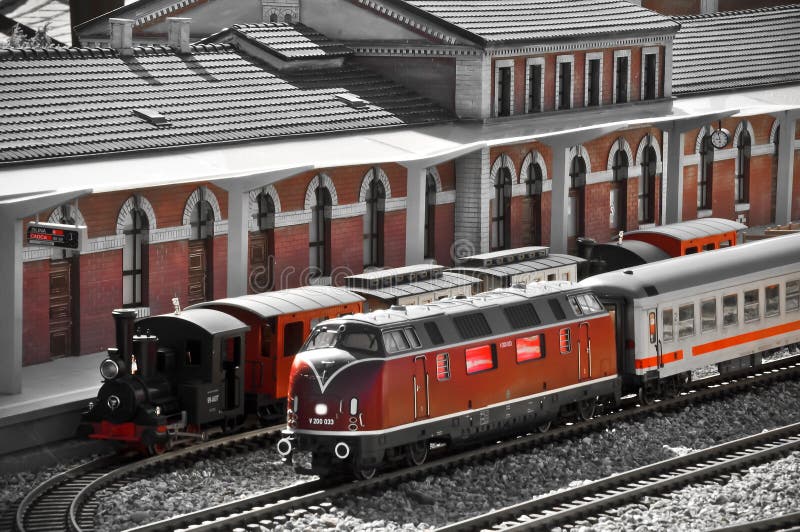 Steam and Diesel Trains on the Railway Station Stock Photo - Image of ...