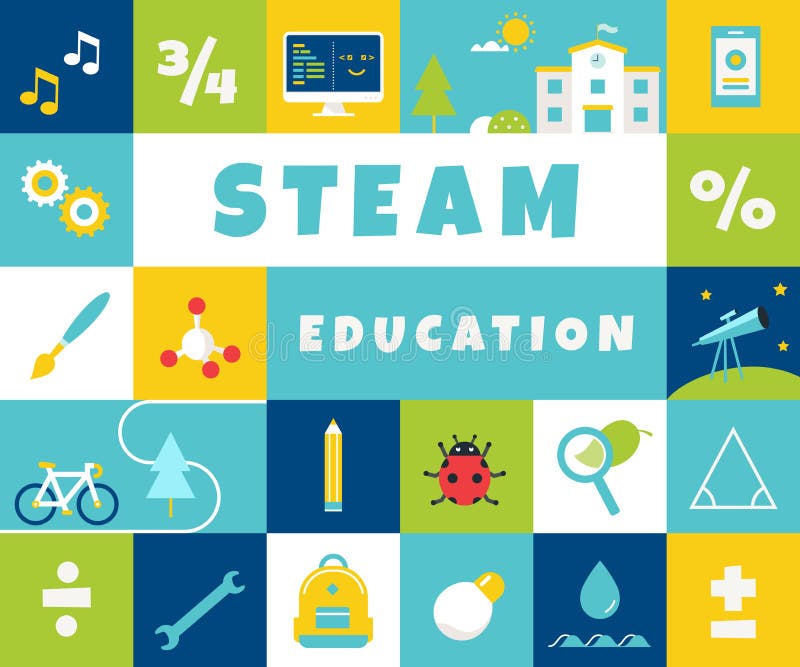 Steam Education at School Colorful Banner. Science Technology ...