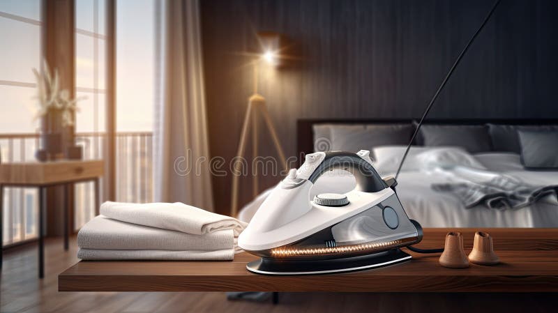 Steam Electric Iron on Board in Laundry Room Stock Photo - Image of ...