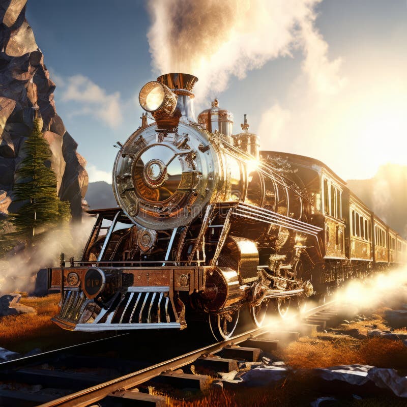 43-71-a-steam-engine-that-is-also-a-giant-crystal-its-facets-sp Stock ...