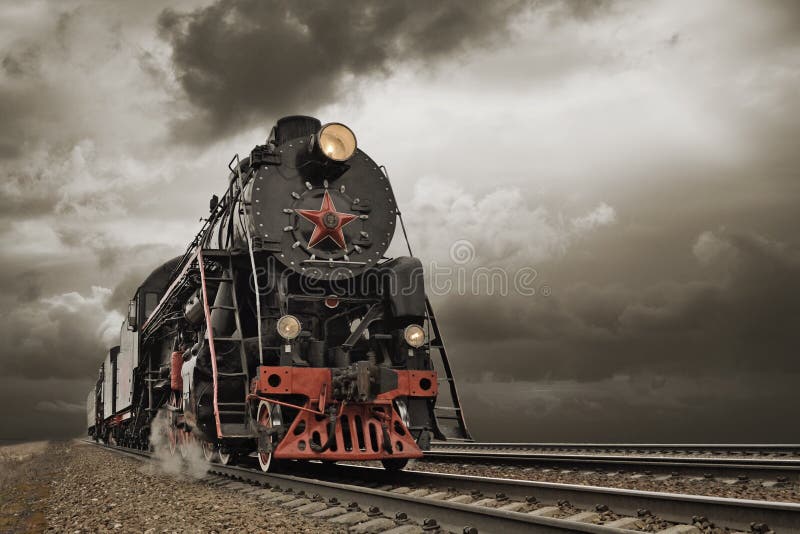 Steam Engine and Carriages in Full Steam Stock Image - Image of puffing ...