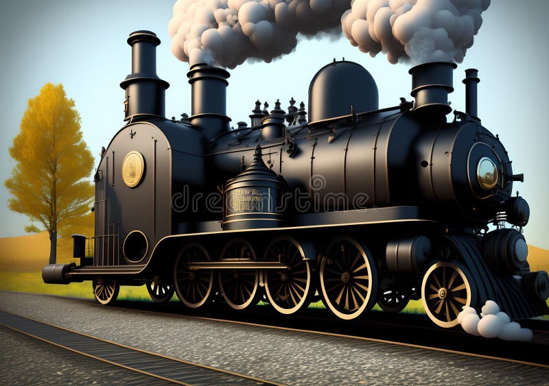 Steam Engine, Generative AI Illustration Stock Illustration ...
