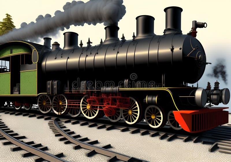 Steam Engine, Generative AI Illustration Stock Illustration ...